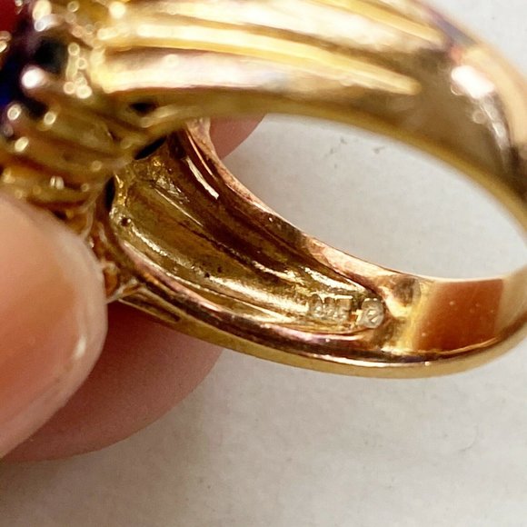 Paj | Jewelry | Paj Sapphire Diamond Ring 925 Gold Overlay Lab Created ...